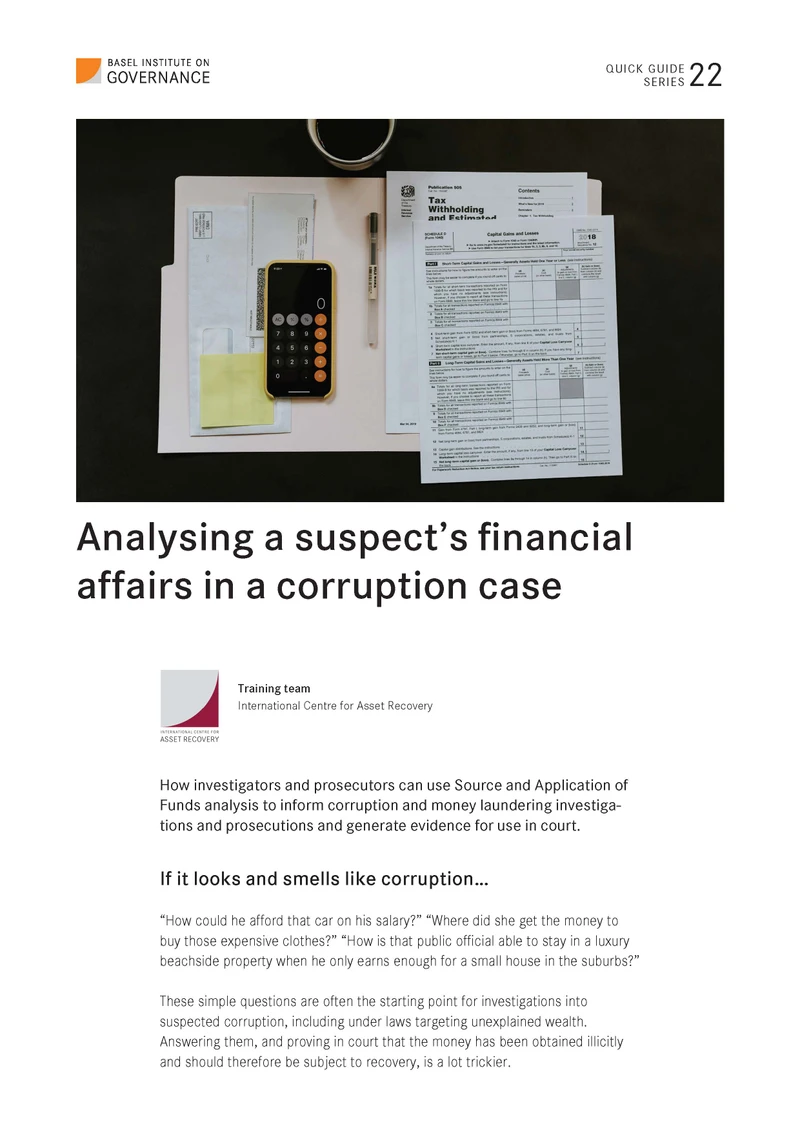 Quick Guide 22: Analysing a suspect’s financial affairs in a corruption ...